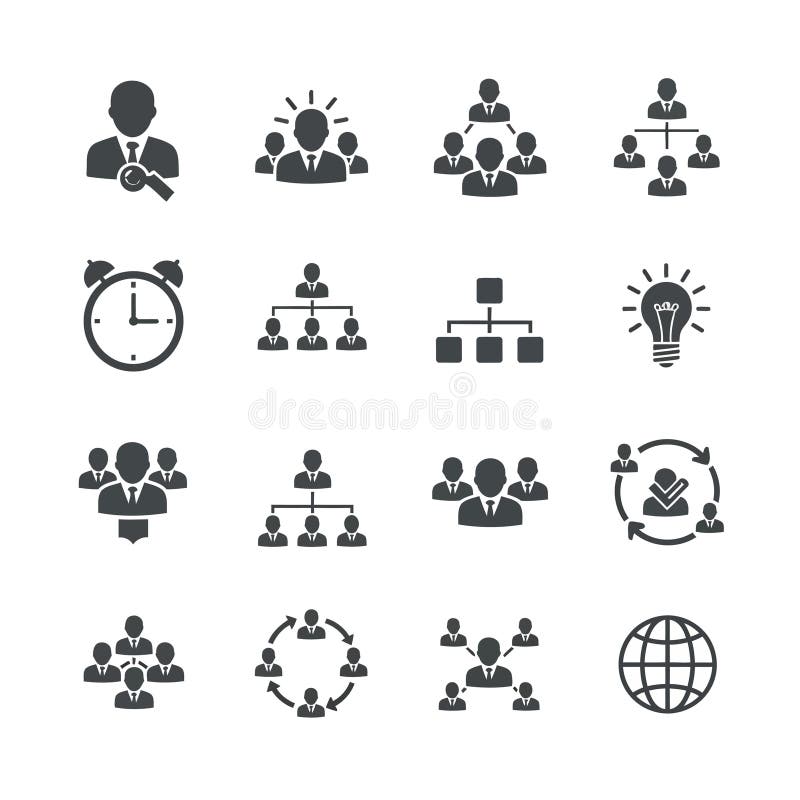 Vector Art of Organization and Management Icons Representing Hierarchy ...
