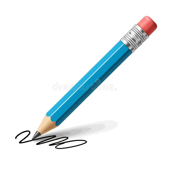 Vector Art of Pencil a Blue Pencil with a Pink Eraser, Creating a Black ...