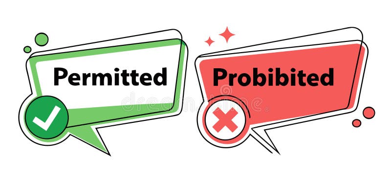 Vector Art of Permitted and Prohibited Signs with Check Mark and Cross ...