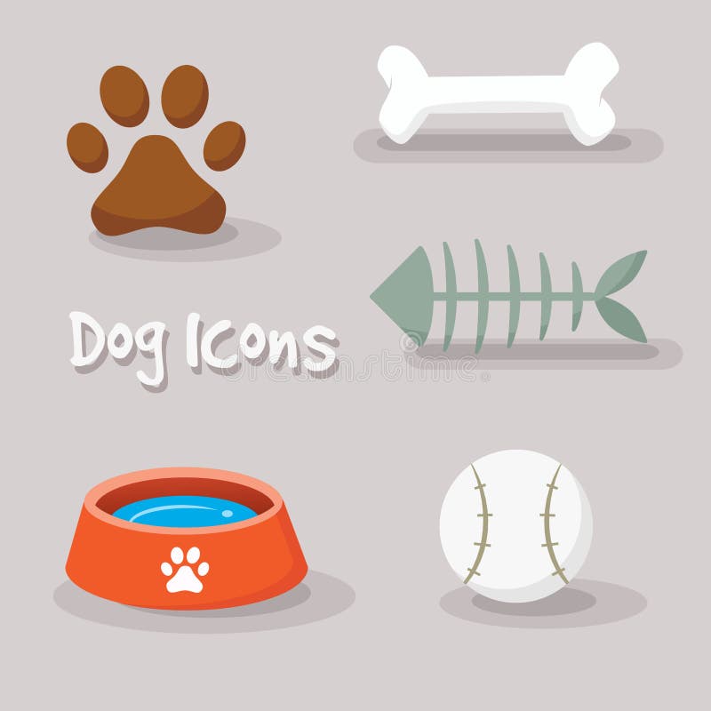 Dog Objects Vector Icon Set. Stock Vector - Illustration of black, line ...