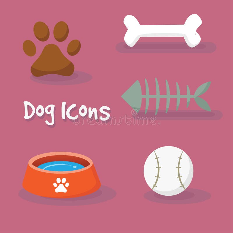 Dog Objects Vector Icon Set. Stock Vector - Illustration of award, icon ...