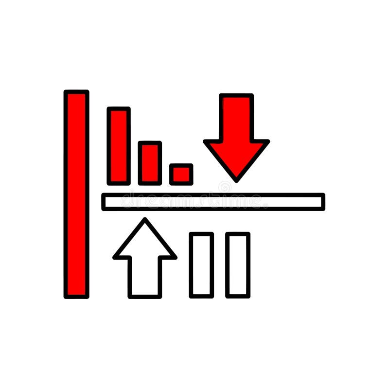Vector Art of Red Graph with Arrow, Illustrating Decrease and Increase, Representing Data ...