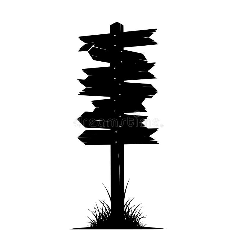 Wooden Signpost with Two Arrows Pointing Directions Stock Illustration ...