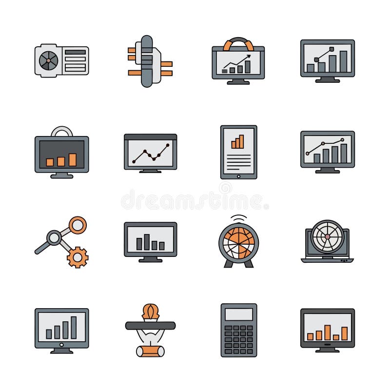 Vector Art of Set of Business and Data Analysis Icons Showcasing Analytics, Statistics, and ...