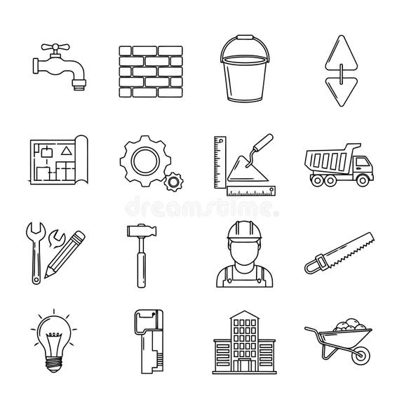 Vector Art of a Set of Construction and Building Tools, Illustrating ...