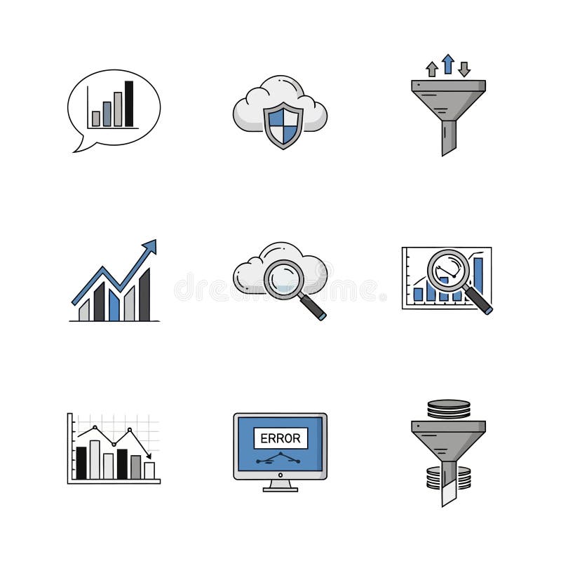 Vector Art of a Set of Data Analysis and Cloud Computing Icons ...
