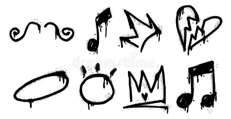 Vector Art Set Featuring a Street Style Graffiti of a Broken Heart ...