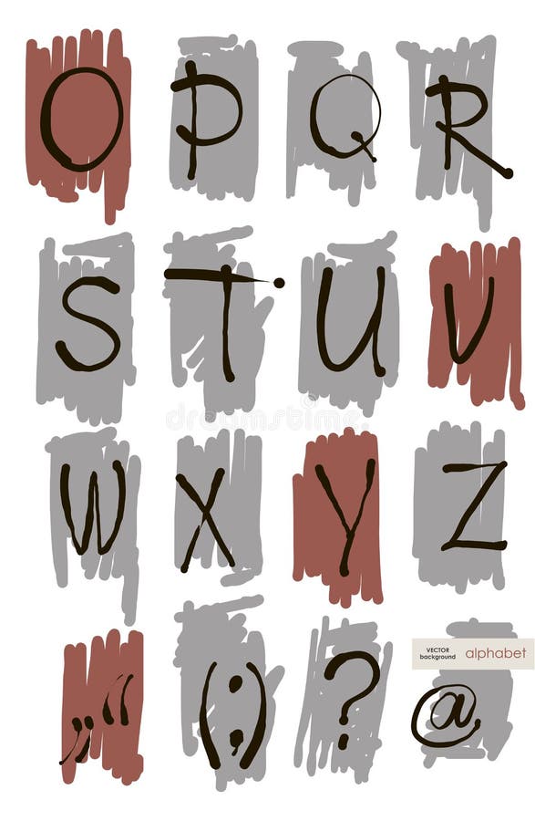 Vector Art Sketched Stylized Grunge Alphabet. Hand Drawn Letters Stock ...