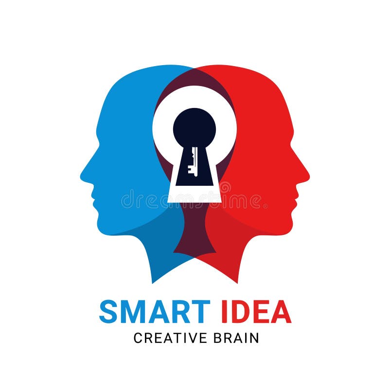 Vector Art of Smart Idea Creative Brain Logo Featuring Two Heads Facing ...
