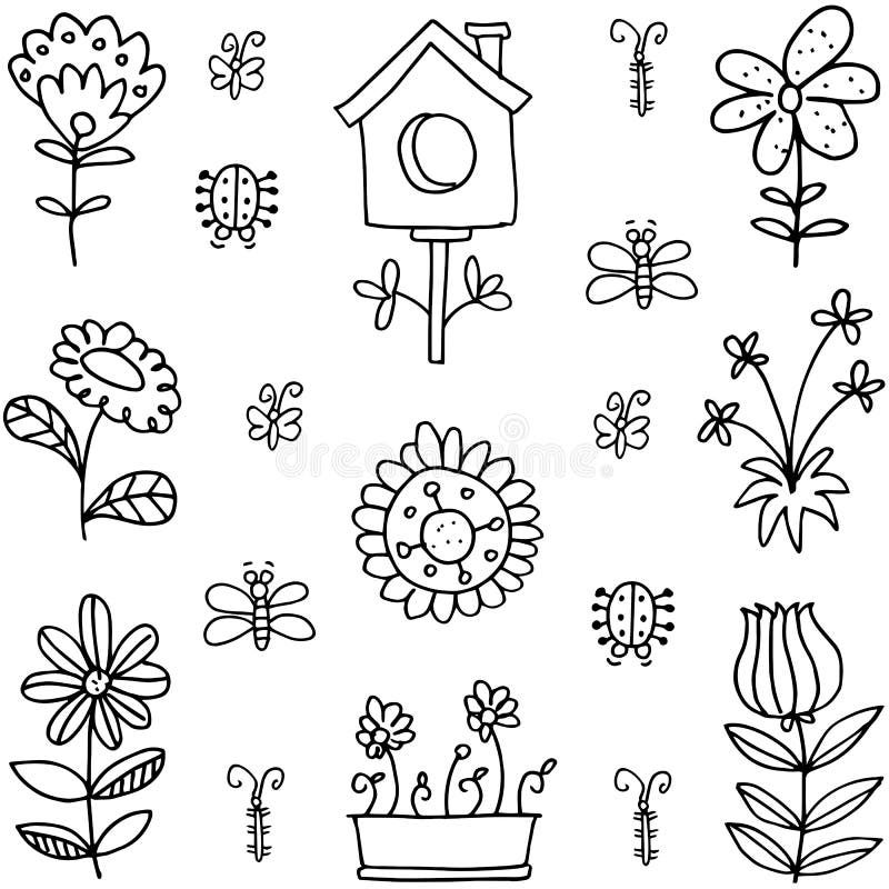 Vector Art of Spring with Hand Draw Stock Vector - Illustration of ...