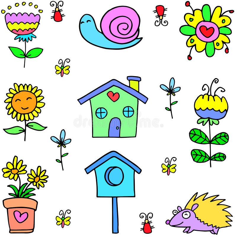 Vector Art of Spring Set Doodles Stock Vector - Illustration of insect ...