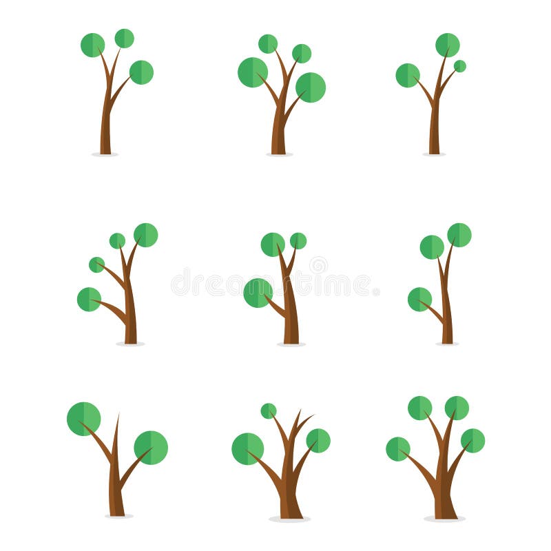 Vector Art of Tree Set Style Stock Vector - Illustration of botany ...