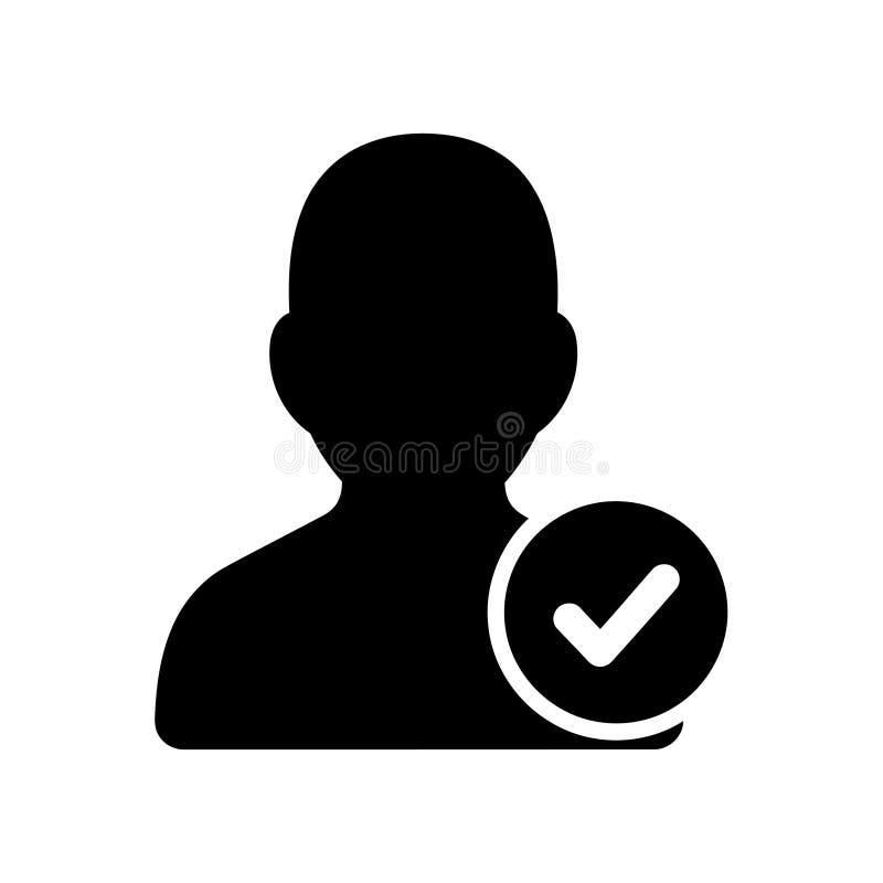 Vector Art of User Account Verification Icon Depicting a Person Silhouette with a Checkmark ...