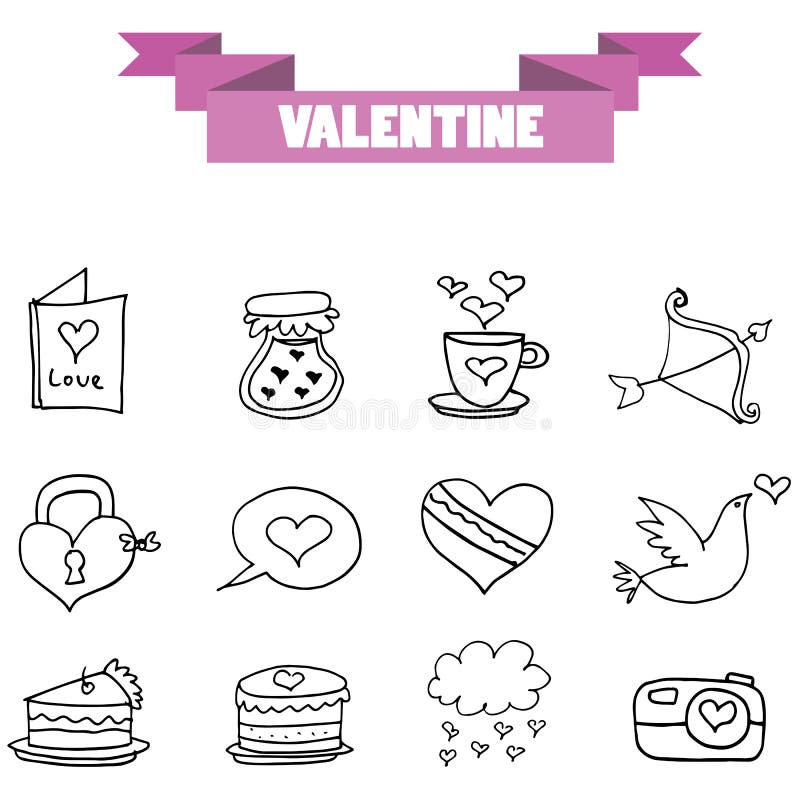 Vector Art of Valentine Element with Hand Draw Stock Vector ...
