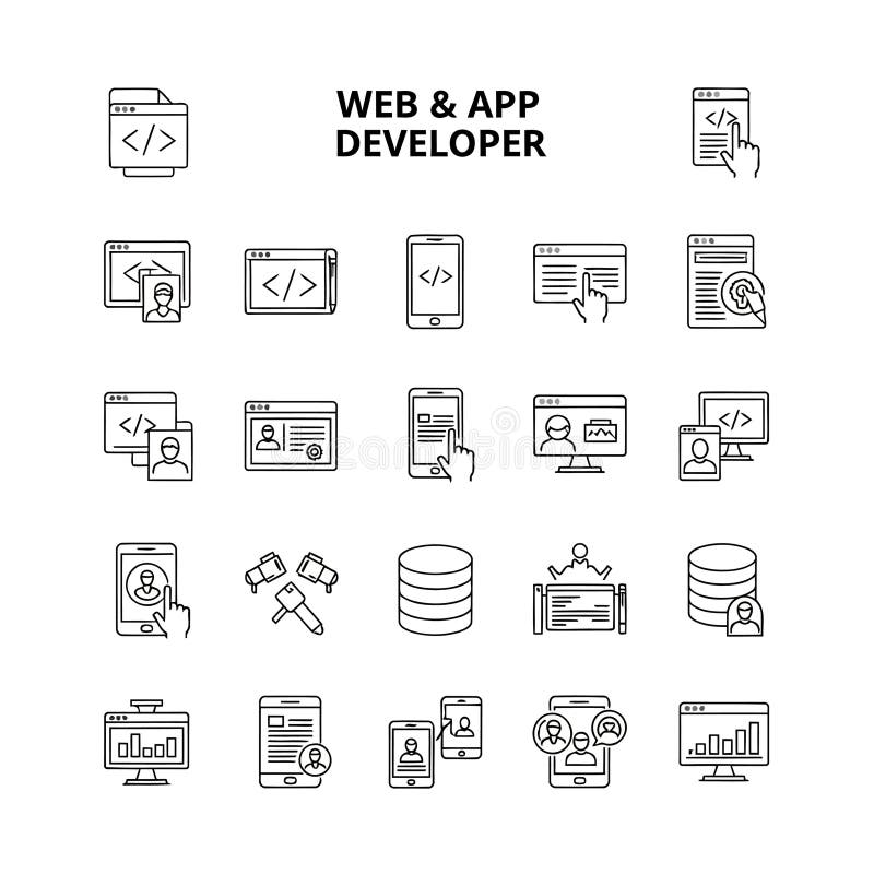 Developer Line Icons Collection Stock Illustrations – 943 Developer Line Icons Collection Stock ...