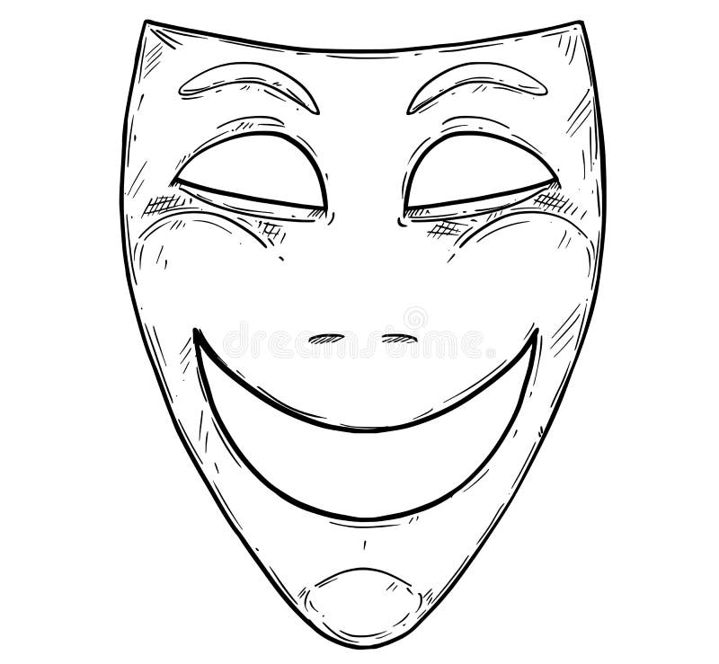 Vector Artistic Drawing Illustration of Happy Smiling Comedy Mask Stock ...