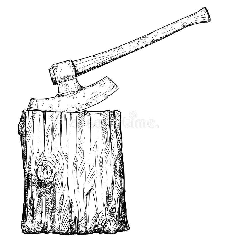 Vector Artistic Drawing Illustration of Medieval Executioner Axe or Ax ...