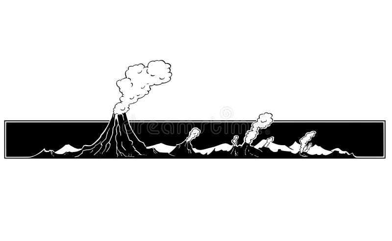 Vector Artistic Drawing Illustration of Volcano Landscape Stock Vector ...