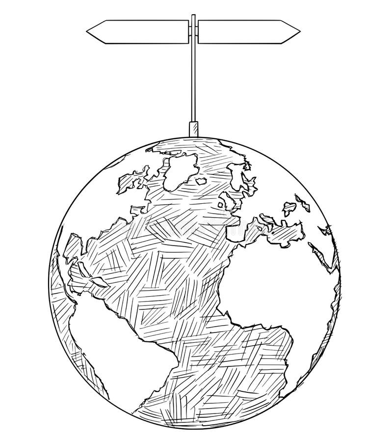 Vector Artistic Drawing Illustration of World Globe with Two Decision ...