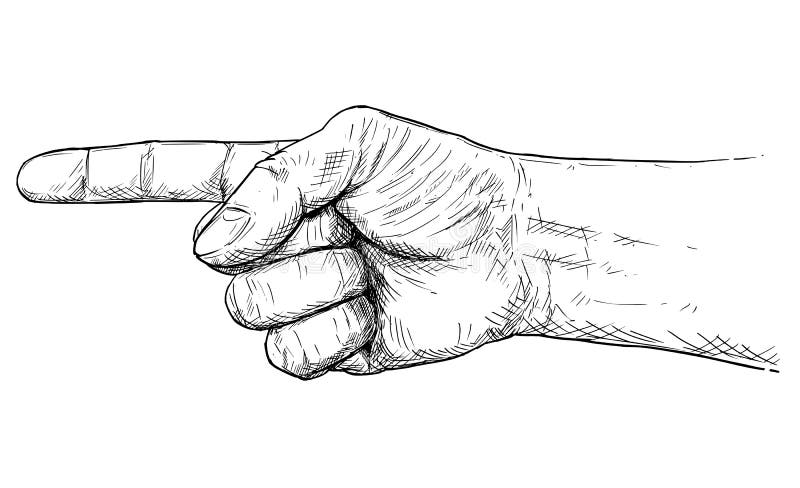 Vector Artistic Illustration or Drawing of Hand with Finger Pointing ...
