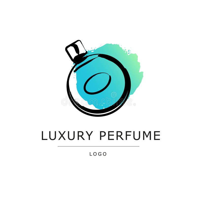 Vector Artistic Perfume Sketch Logo Isolated on White Background. Stock ...