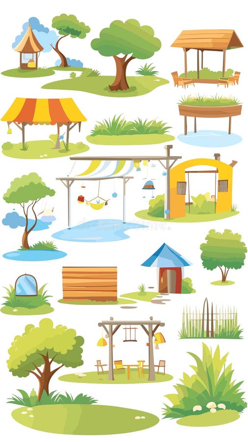 Vector Artwork of Backyard Cartoon Illustration Landscape Wallpaper ...