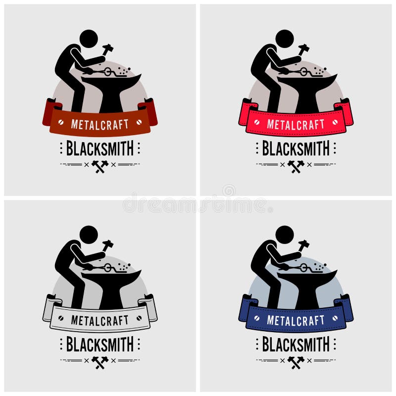 Blacksmith Metal Work Logo Design. Stock Vector - Illustration of ...