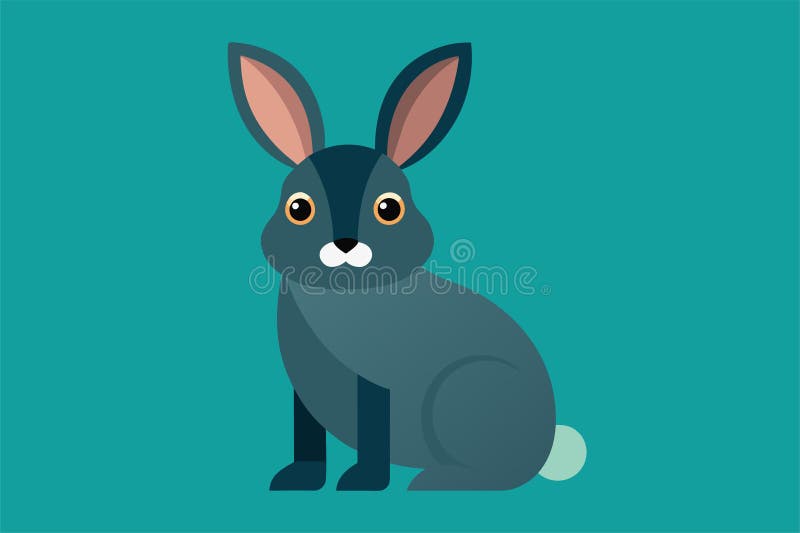 This Vector Artwork Features a Stylized Rabbit with Large Ears Sitting ...
