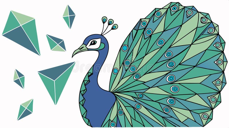 Peacock Illustration, Ornate Bird Design Element Vector Design ...