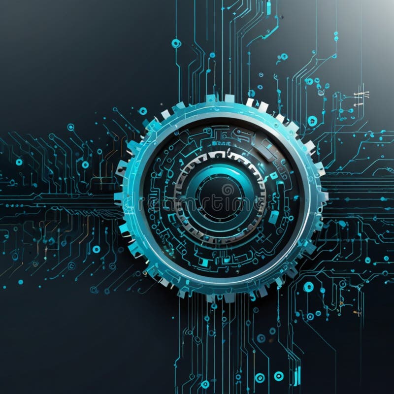 This Vector Artwork Shows a Circuit Board, Gear Wheel, Engineering ...