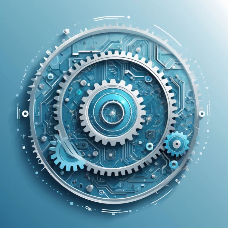 This Vector Artwork Shows a Circuit Board, Gear Wheel, Engineering ...