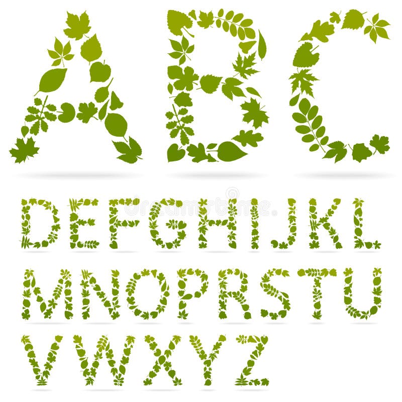 Vector As Letras Do Alfabeto Feitas Das Folhas Ilustração do Vetor ...