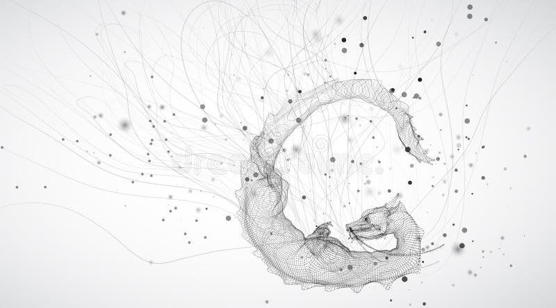 Vector Asian Dragon Kite on White Background in Dots and Splines Style ...