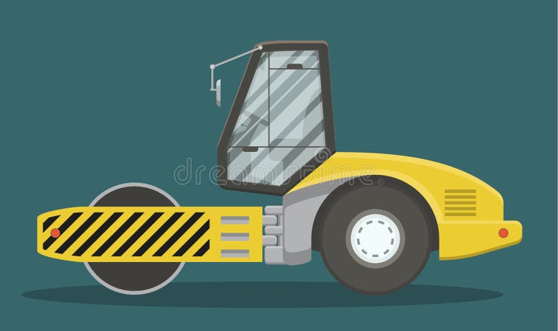 Road Roller Heavy Equipment. Road Roller Asphalt Compactor. Flat Style ...