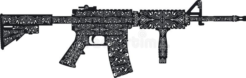 Crossed M16 Assault Rifles Over Banner Stock Vector - Illustration of ...