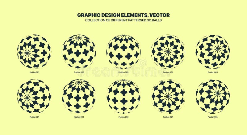 Vector Assorted Various Halftone Cross Patterned 3D Balls in Different ...