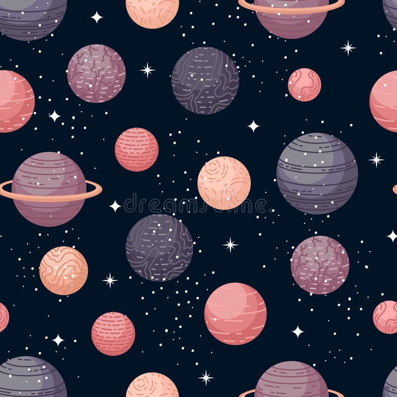 Vector Astrological Seamless Pattern with Planets and Stars Stock ...