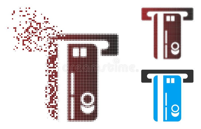Decomposed Pixel Halftone ATM Machine Icon Stock Vector - Illustration ...