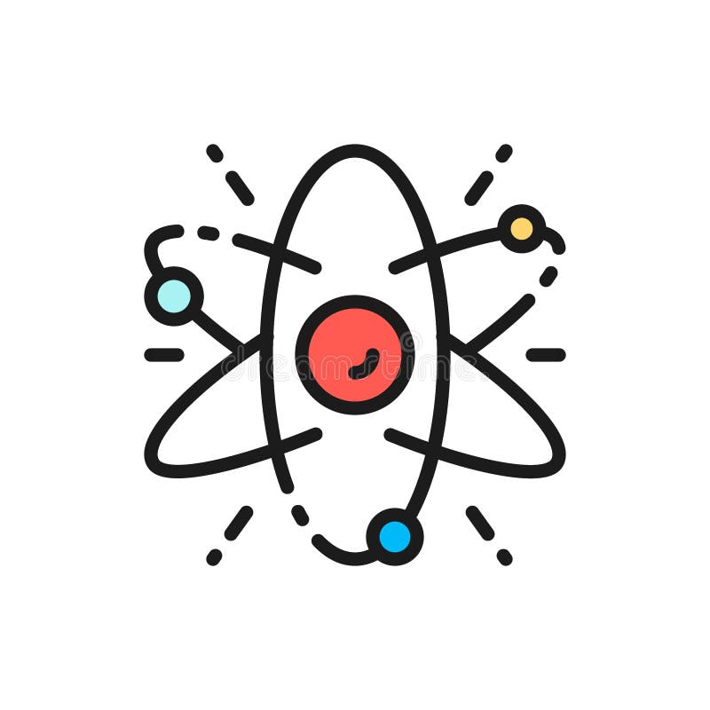 Vector Atom, Molecule Flat Color Line Icon. Stock Vector - Illustration ...