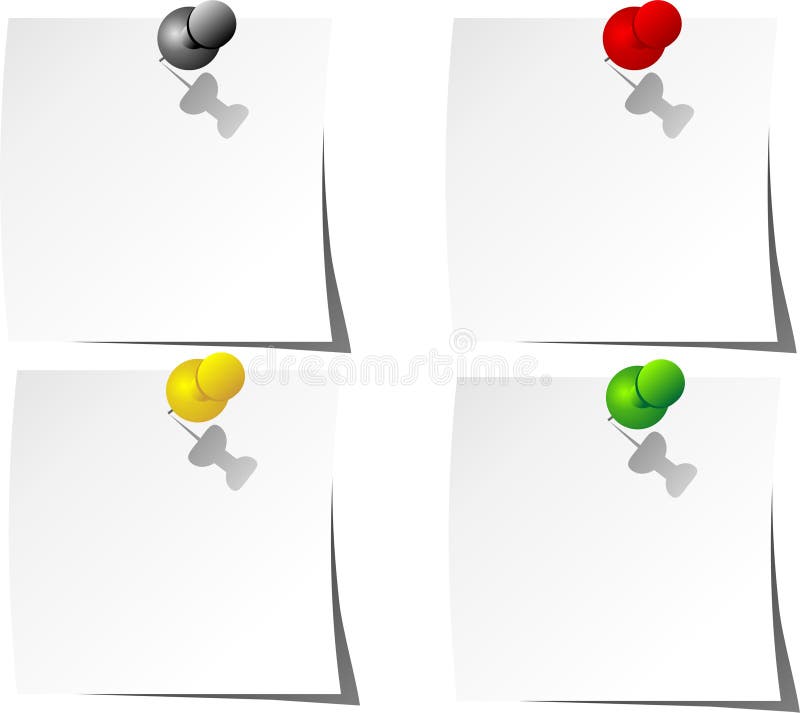 Vector Attached Push Pin Notes Stock Vector - Illustration of blank ...
