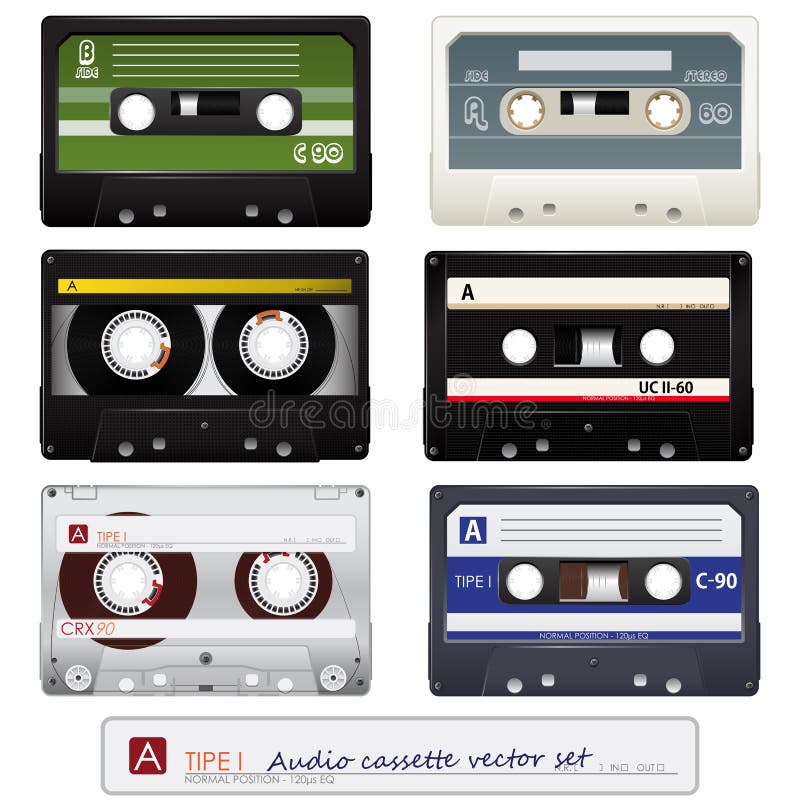 Retro Cassettes. Vintage 1980s Music Tape, Dj Rave Party Mix, Realistic ...