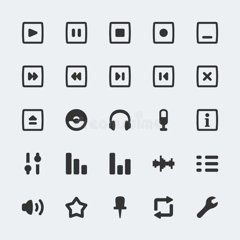 Audio icon set stock vector. Illustration of folder, note - 35670149