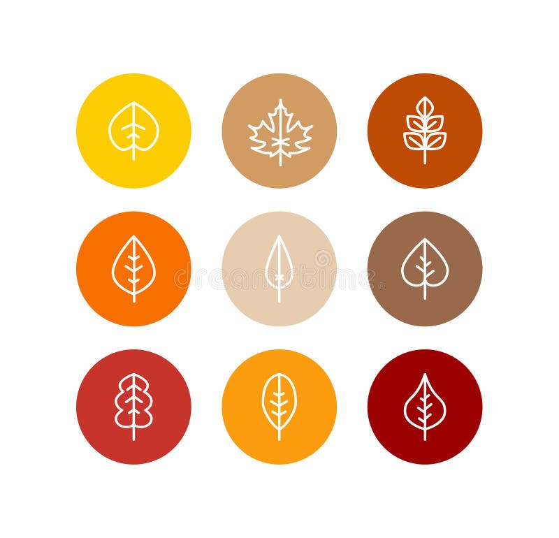 Vector Autumn Leaves Icons Set Stock Vector - Illustration of november ...