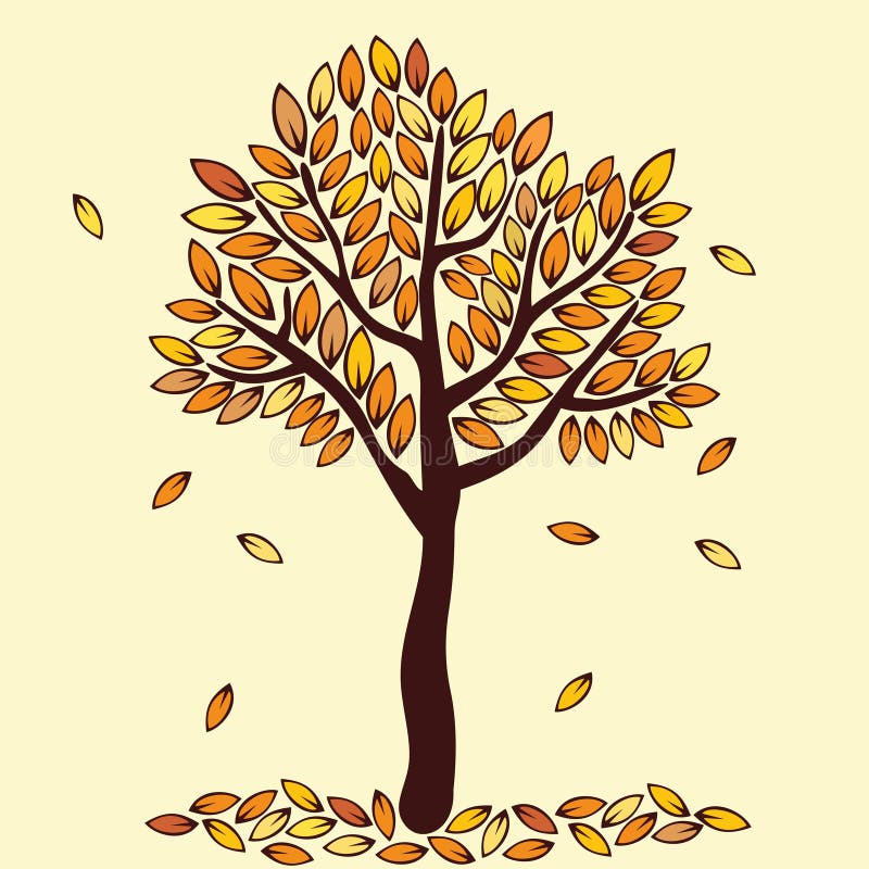 Vector Autumn Doodles Card. Hand Draw Trees and Leafs Over the City ...