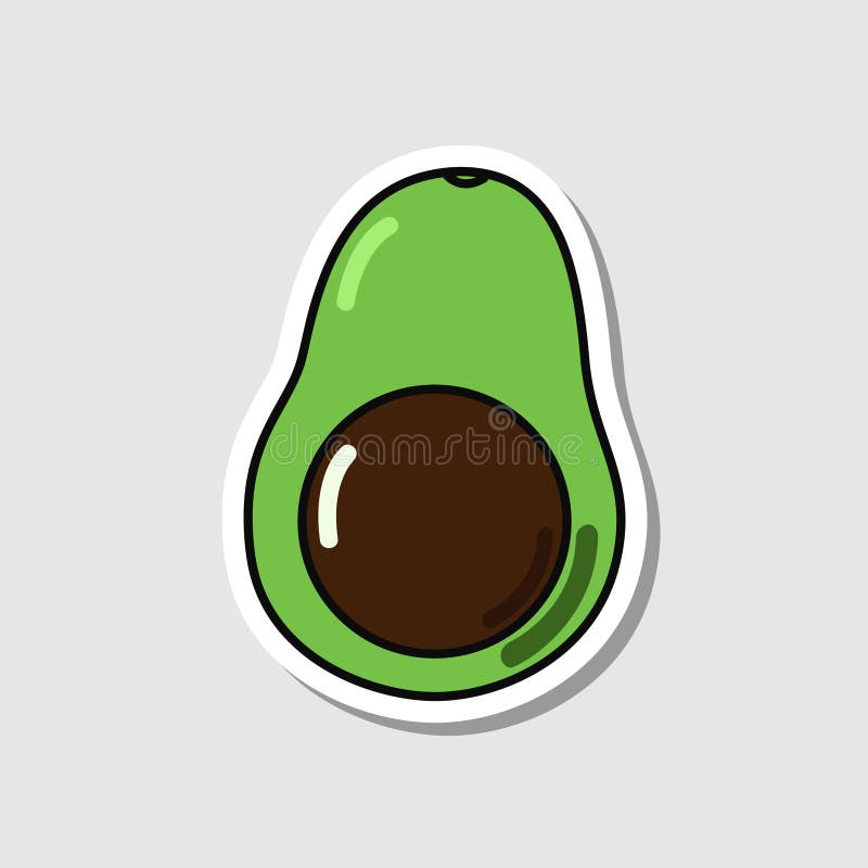 Vector Avocado Sticker in Cartoon Style Stock Vector - Illustration of ...