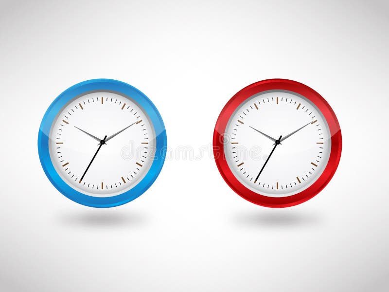 Vector Azul Y Rojo Del Reloj Ilustración del Vector - Ilustración de ...