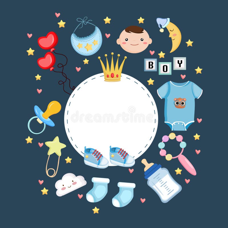 Vector a Baby Boy Banner with a Lot of Items Stock Vector ...