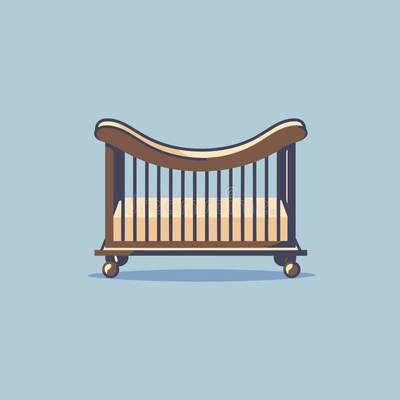 Vector of a Baby Crib on a Blue Background Stock Vector - Illustration ...