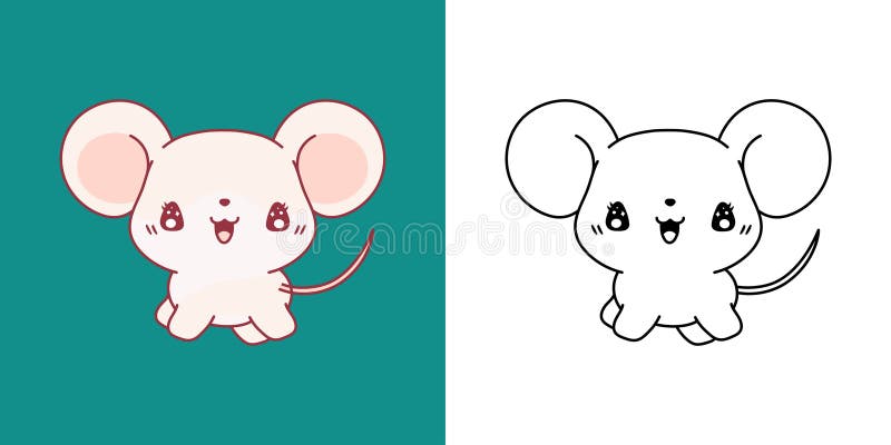 Vector Baby Mice Multicolored and Black and White. Beautiful Clip Art ...