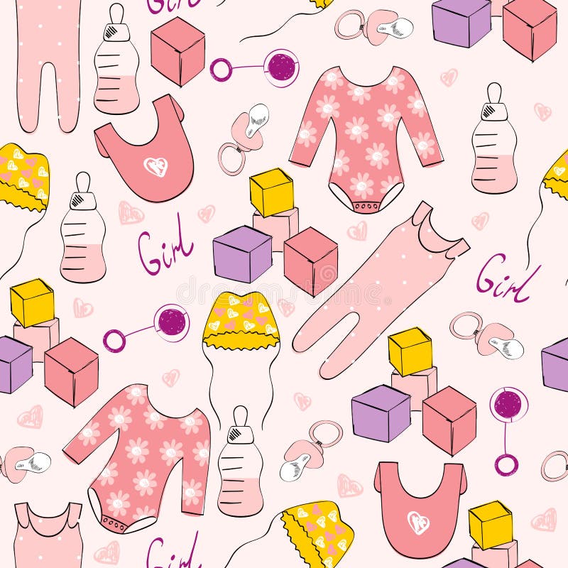 Vector baby pattern. stock vector. Illustration of care - 145674757